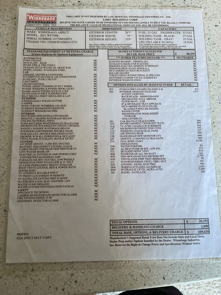 2011 Winnebago Aspect 28B - National Vehicle